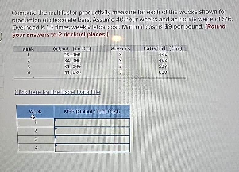 Solved Compute the multifactor productivity measure for each | Chegg.com
