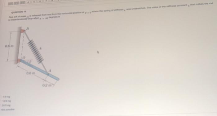 Solved rod OA of mass m is released from rest from | Chegg.com