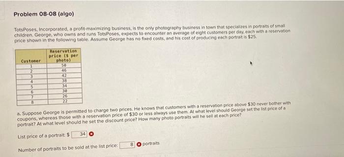 Solved Problem 08-08 (algo) TotsPoses, Incorporated, a | Chegg.com