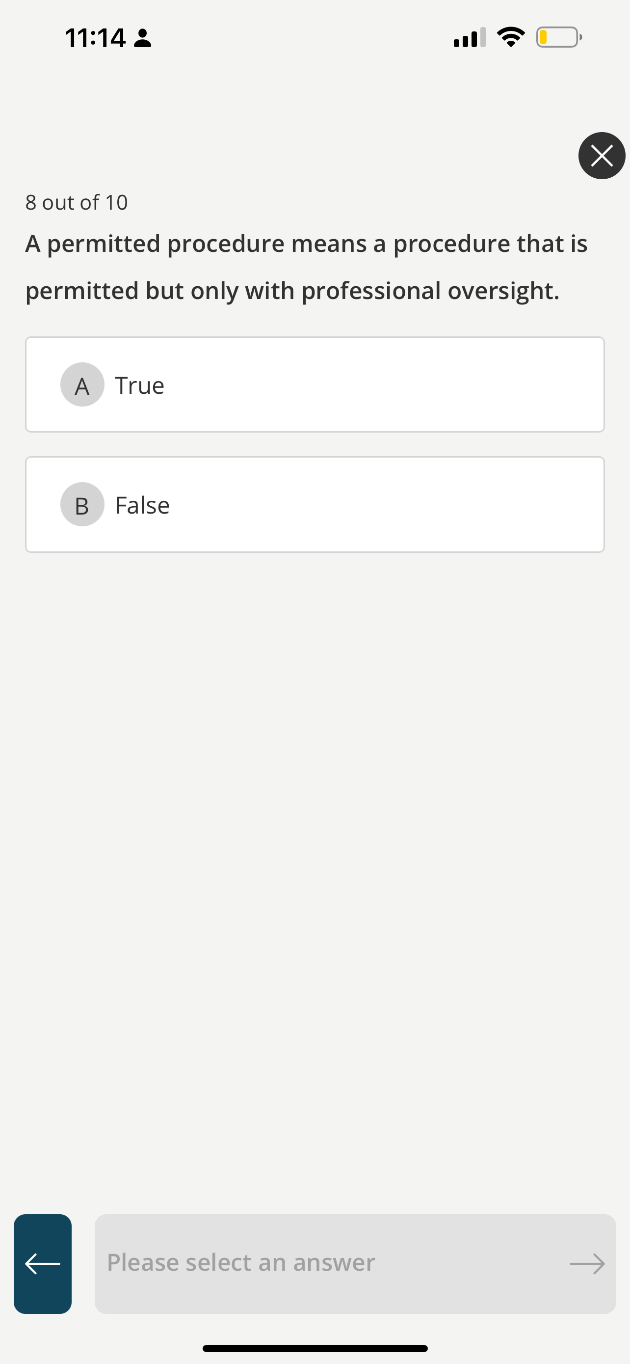 Solved 11:14 ﻿:8 ﻿out of 10A permitted procedure means a | Chegg.com
