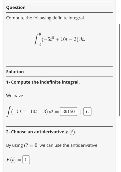 Solved Compute the following definite integral | Chegg.com