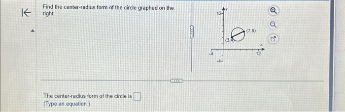 Solved Find the center-radius form of the circle graphed on | Chegg.com