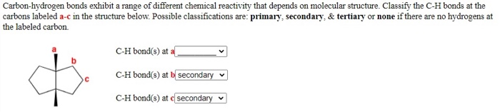 Solved Carbon-hydrogen bonds exhibit a range of different | Chegg.com