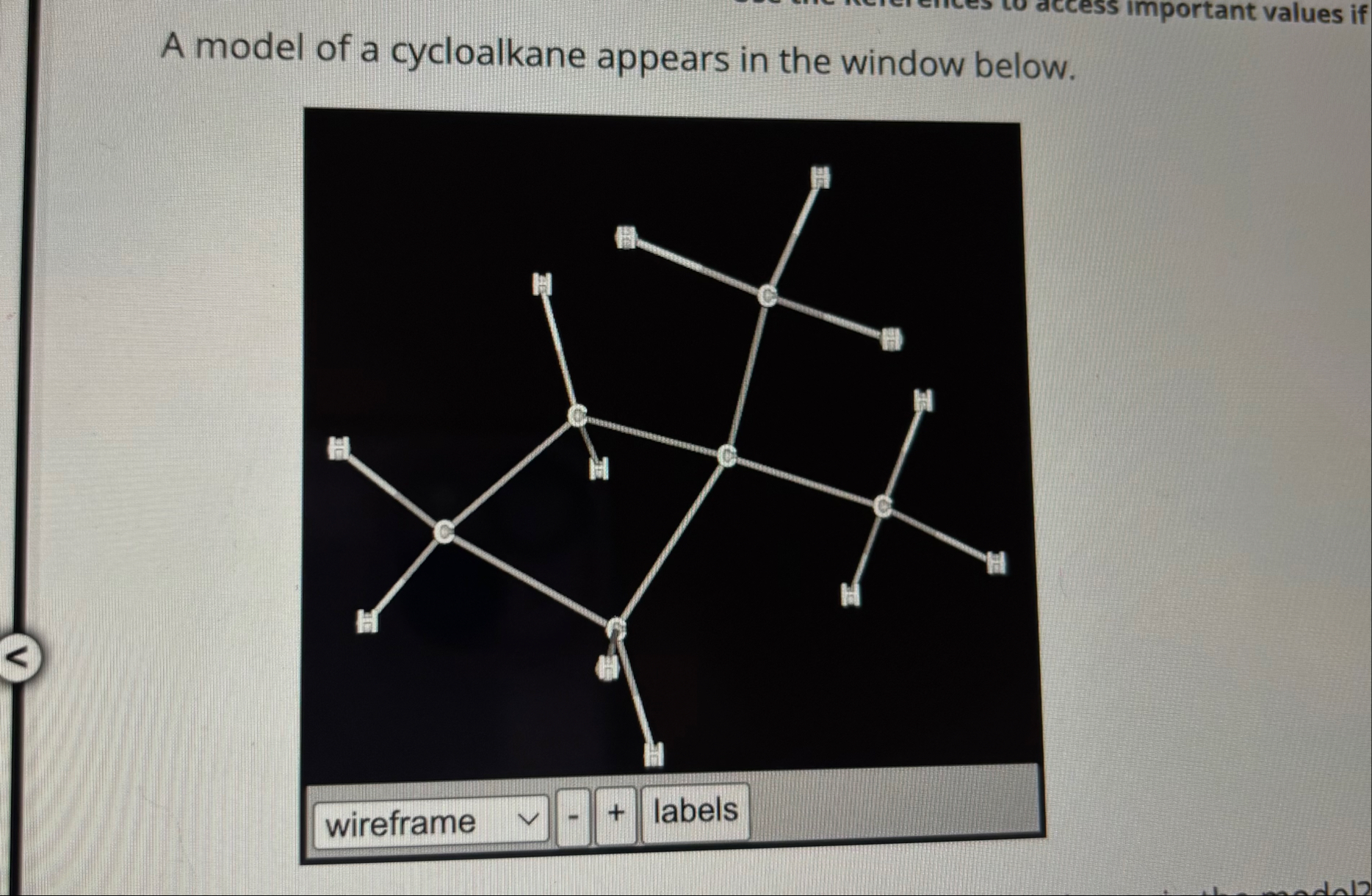 Solved A model of a cycloalkane appears in the window | Chegg.com