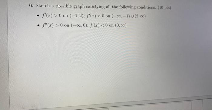 Solved 6. Sketch a pissible graph satisfying all the | Chegg.com