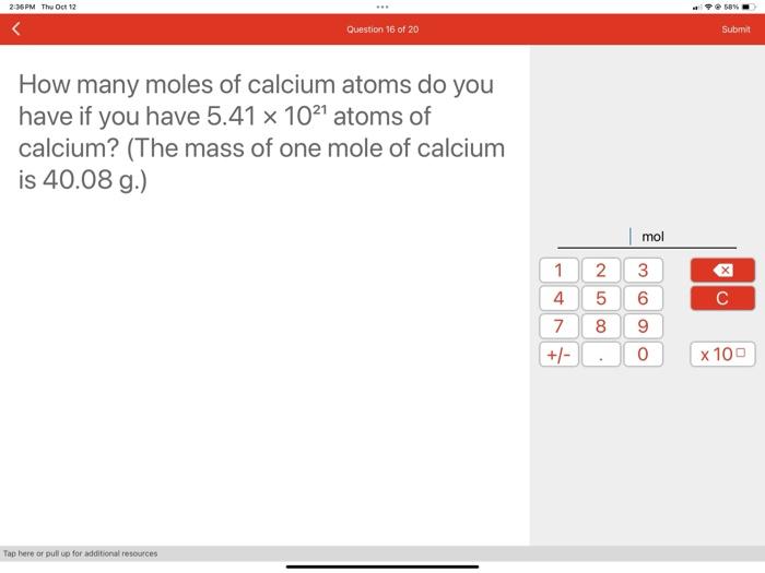 Solved How many moles of calcium atoms do you have if you | Chegg.com