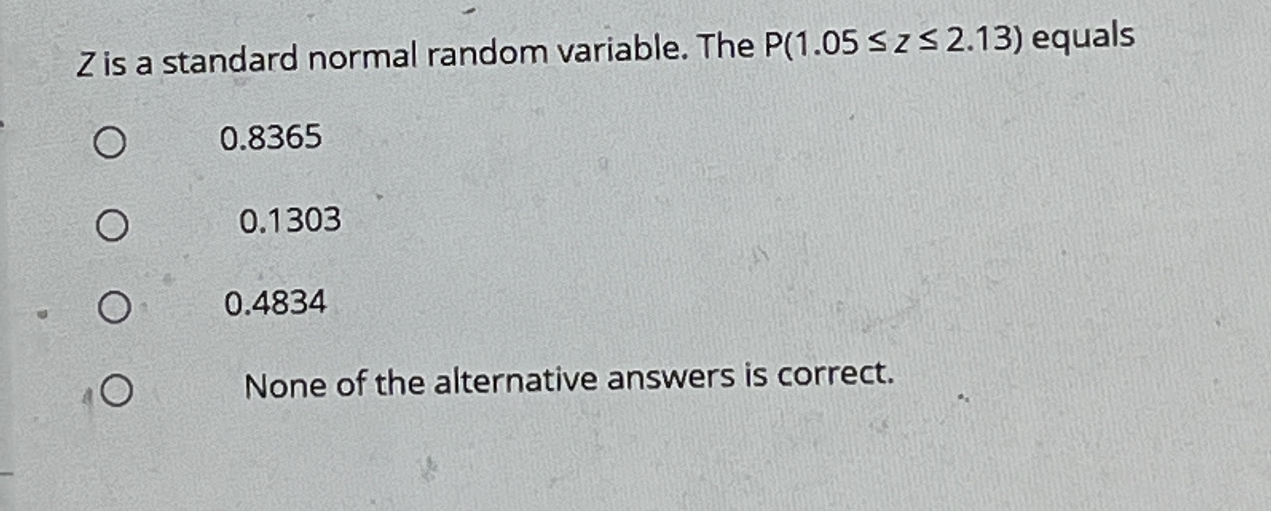Solved Z ﻿is a standard normal random variable. The | Chegg.com