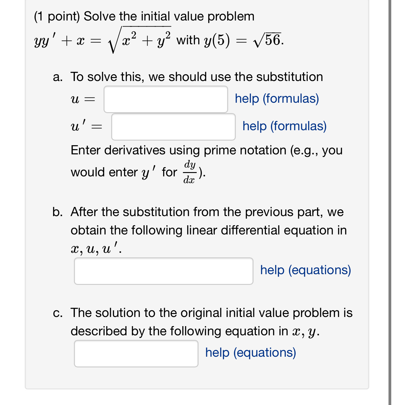 Solved (1 ﻿point) ﻿Solve the initial value | Chegg.com