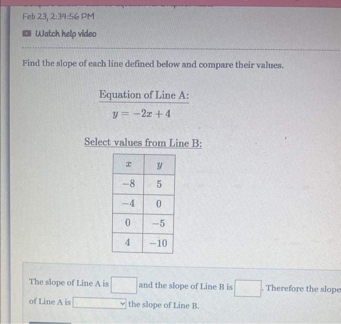 Solved Find the slope of each line defined below and compare | Chegg.com