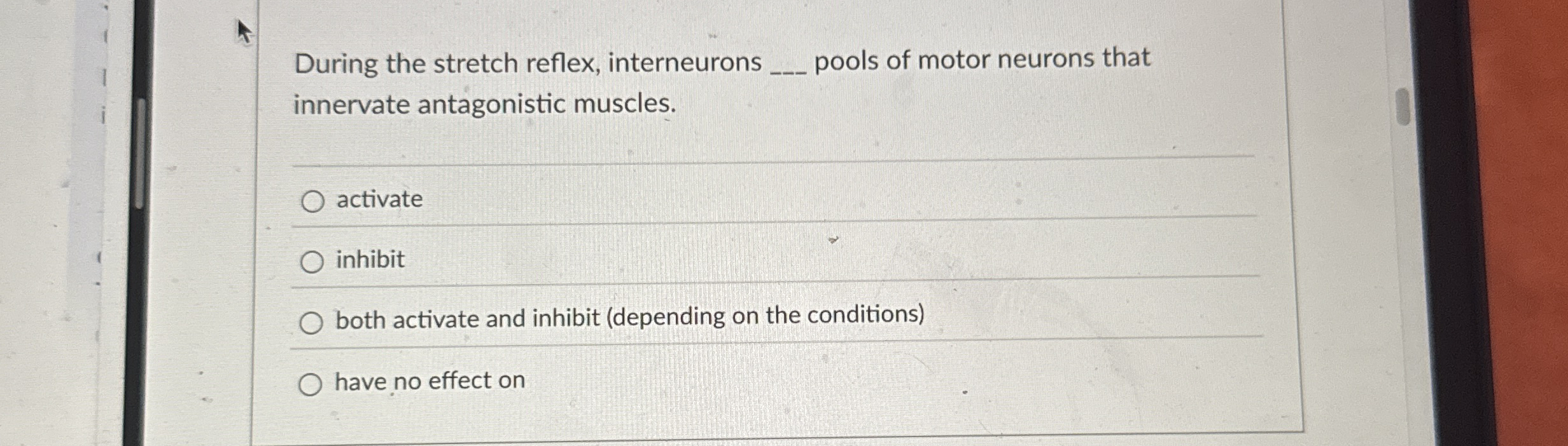 Solved During the stretch reflex, interneuronspools of motor | Chegg.com