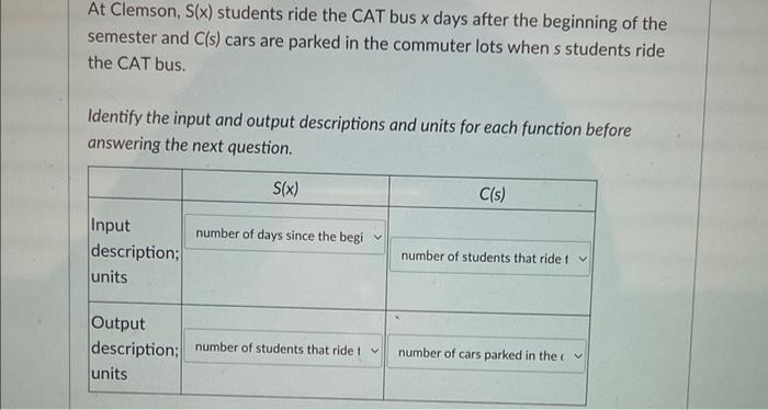 Solved At Clemson, S(x) students ride the CAT bus x days | Chegg.com