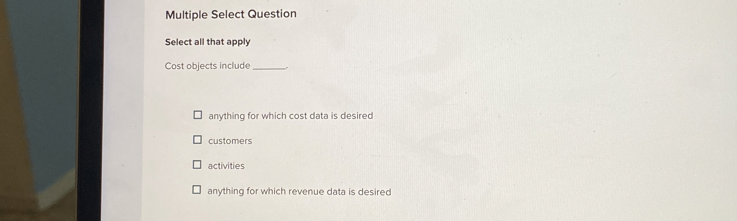 Solved Multiple Select QuestionSelect all that applyCost | Chegg.com