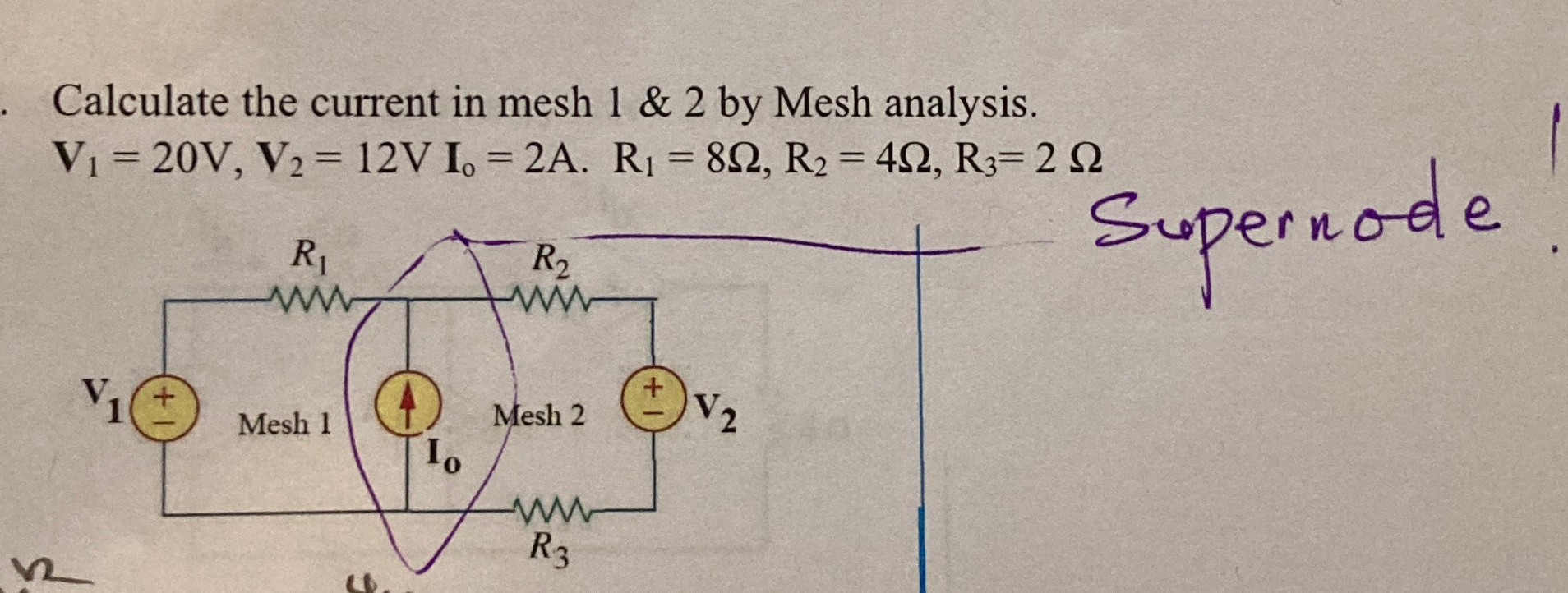 Solved Calculate the current in mesh 1&2 ﻿by Mesh | Chegg.com