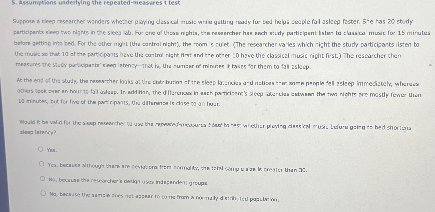 Solved Assumptions Underlying The Repeated Measures T