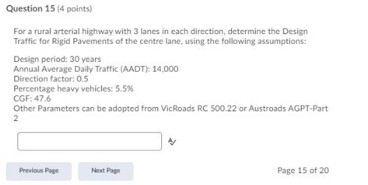 Solved Question 15 14 points) For a rural arterial highway | Chegg.com