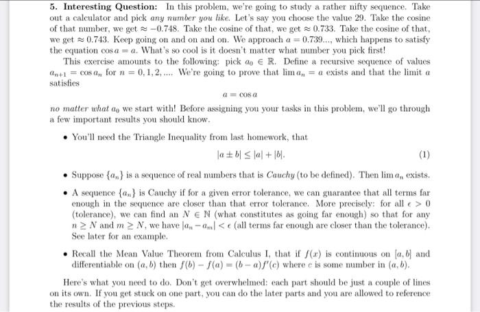 Solved 5. Interesting Question: In this problem, we're going | Chegg.com