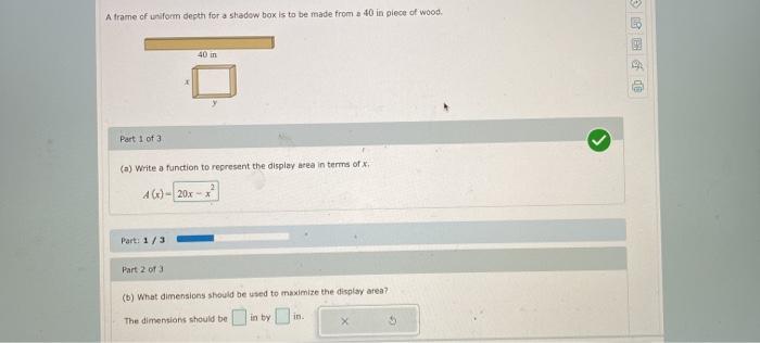 Solved A frame of uniform depth for a shadow box is to be | Chegg.com