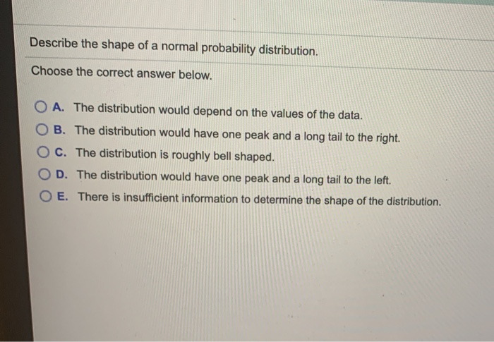 Solved Describe the shape of a normal probability | Chegg.com