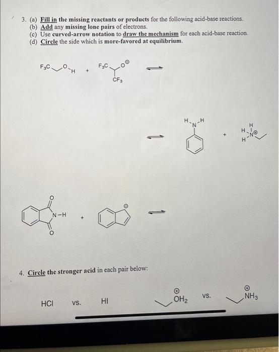 Solved 3. (a) Fill in the missing reactants or products for | Chegg.com