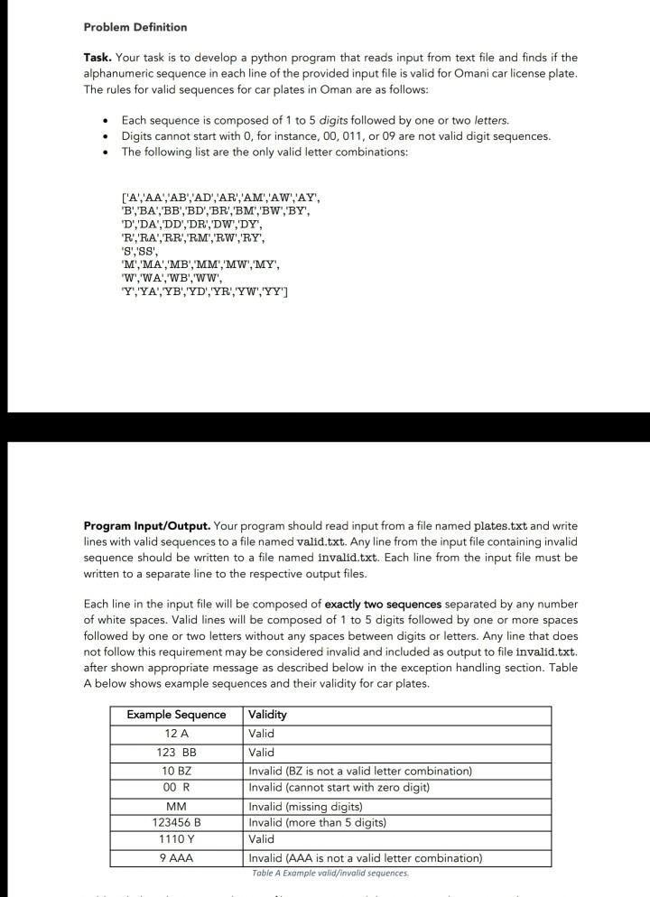 Solved Problem Definition Task. Your task is to develop a | Chegg.com