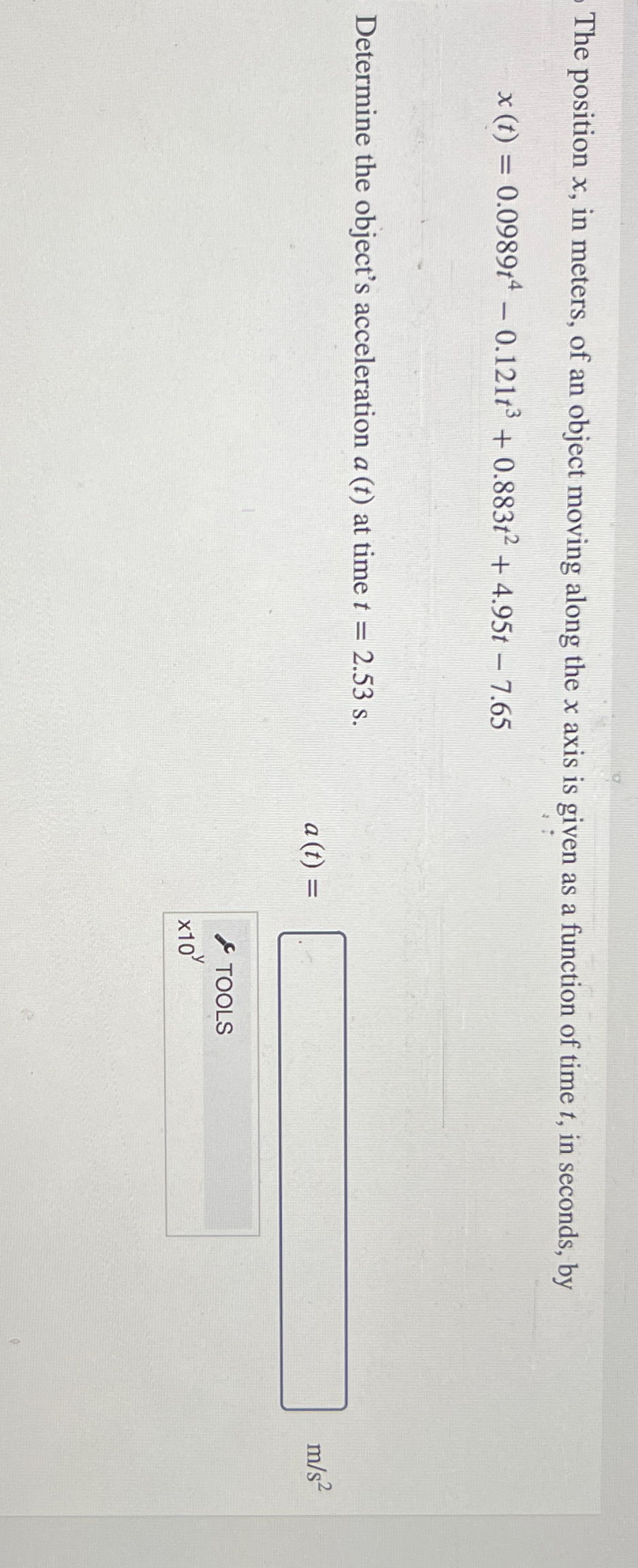 Solved The position x, ﻿in meters, of an object moving along | Chegg.com