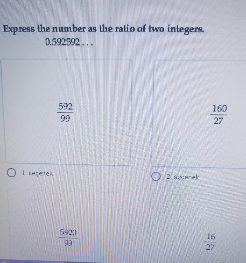 Solved Express the number as the ratio of two integers. | Chegg.com