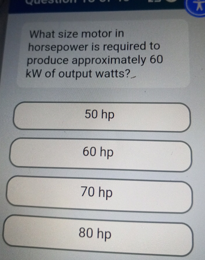 Solved What size motor in horsepower is required to produce | Chegg.com