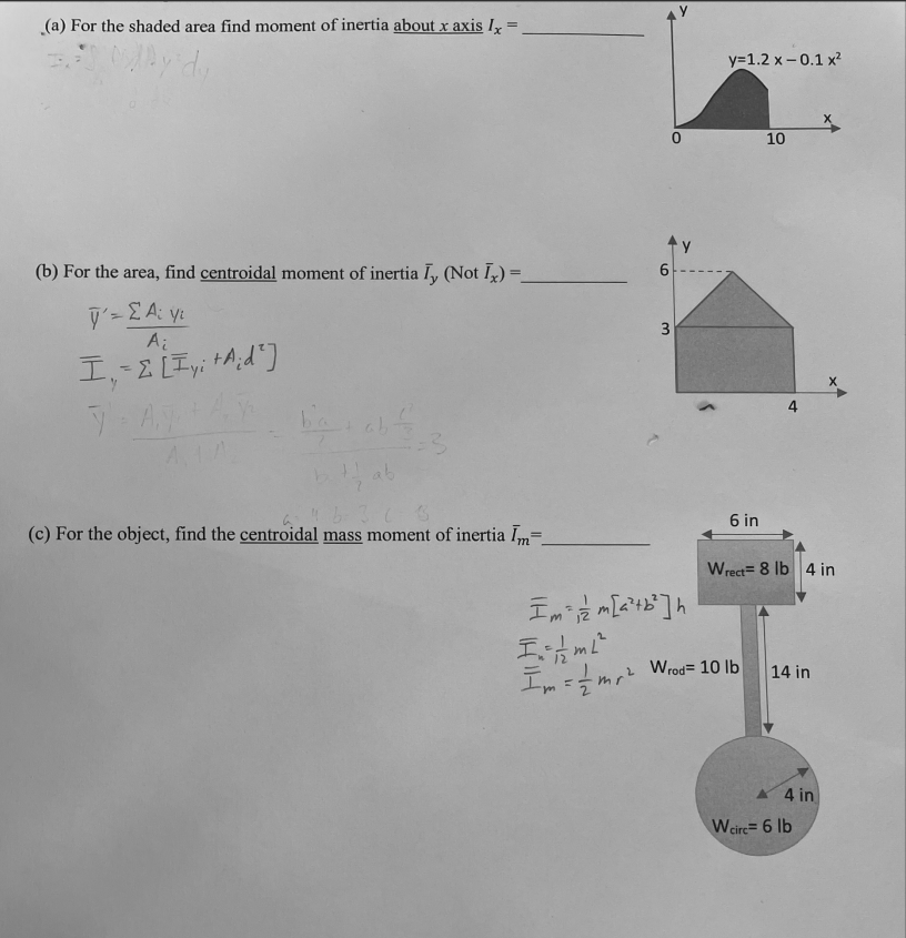 Solved (a) ﻿For the shaded area find moment of ﻿inertia | Chegg.com
