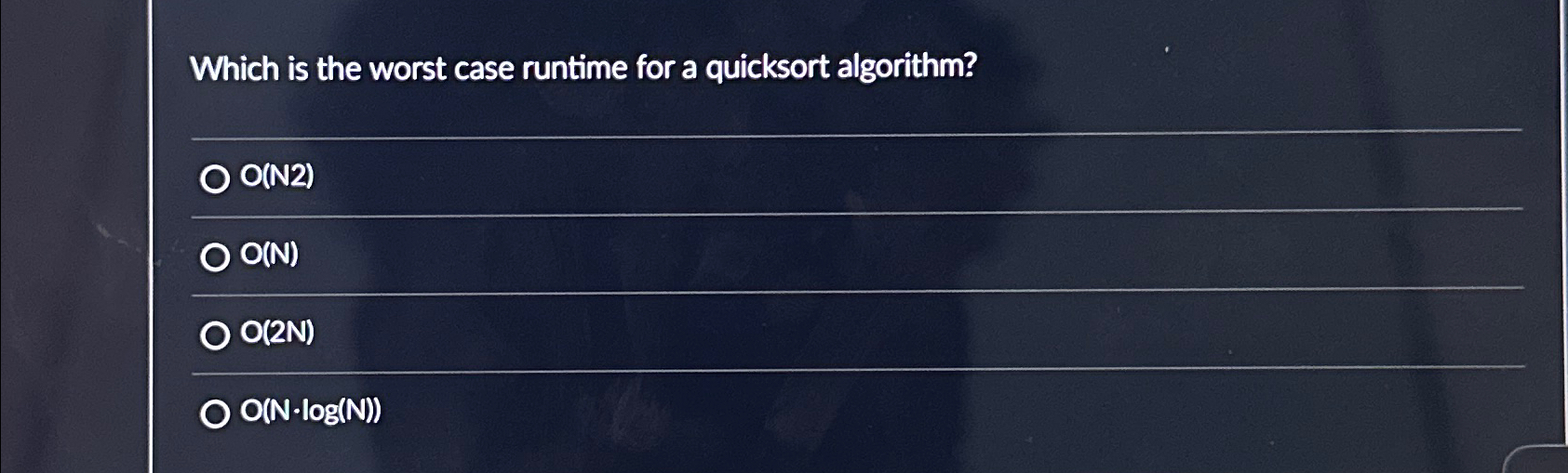 Solved Which Is The Worst Case Runtime For A Quicksort 6285