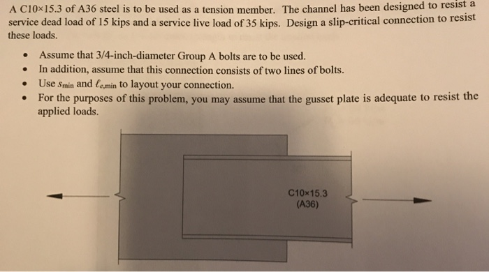 A C10x15.3 of A36 steel is to be used as a tension | Chegg.com