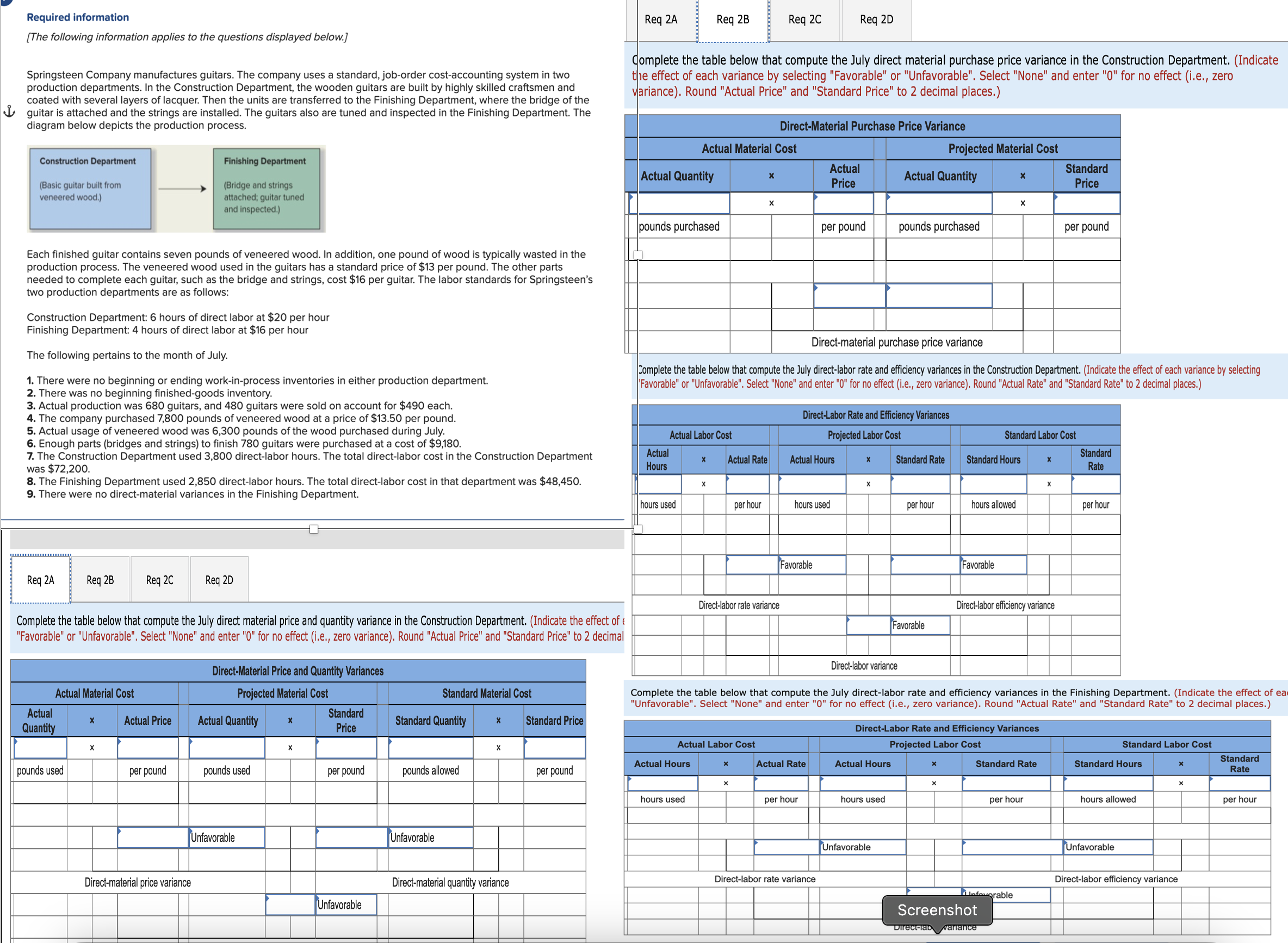 Solved Need each table filled out. 2a, 2b, 2c, 2d | Chegg.com