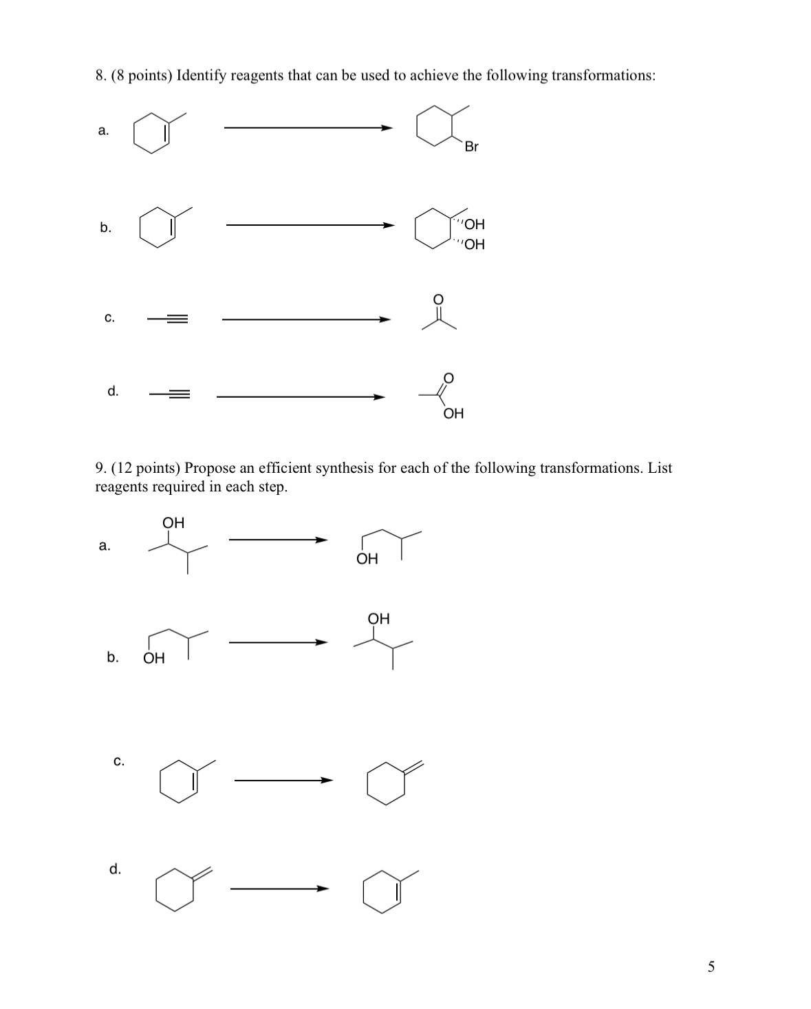 Solved (8 ﻿points) ﻿Identify reagents that can be used to | Chegg.com
