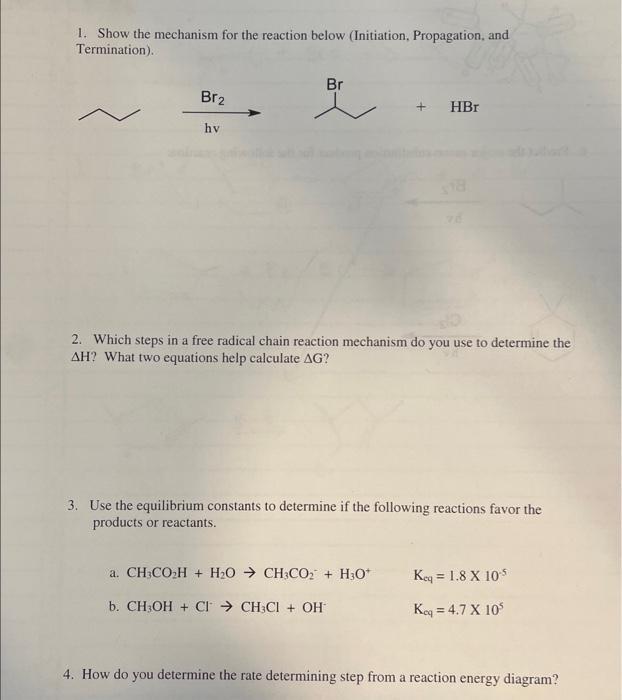 Solved 1. Show the mechanism for the reaction below | Chegg.com