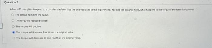 Solved A force in is applied tangent to a circular platform | Chegg.com