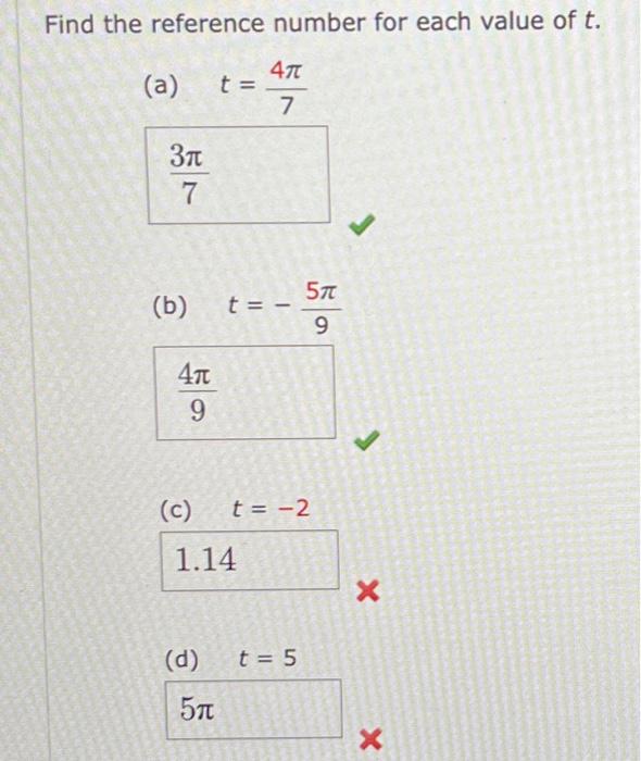 Solved Find the reference number for each value of t. (a) | Chegg.com