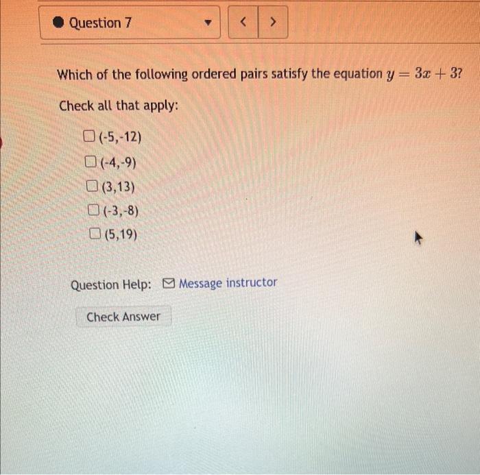 Solved Which of the following ordered pairs satisfy the | Chegg.com