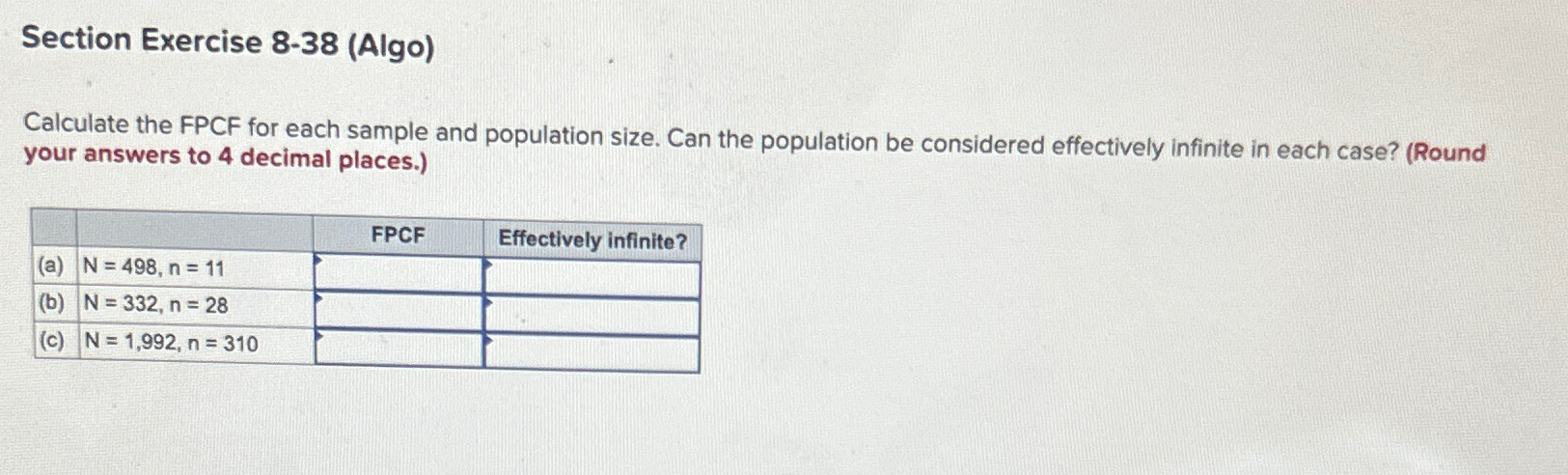 Solved Section Exercise 8-38 (Algo)Calculate the FPCF for | Chegg.com