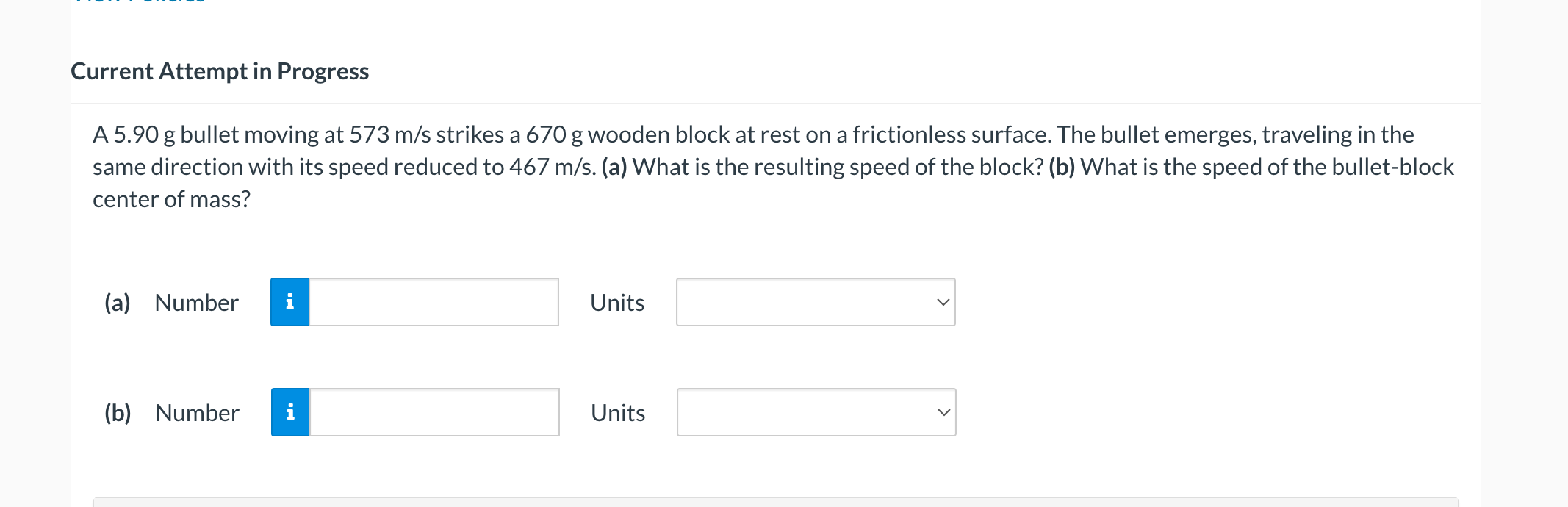 Solved Current Attempt in ProgressA 5.90g ﻿bullet moving at | Chegg.com