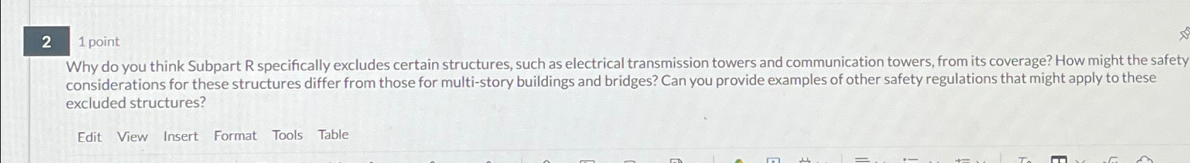 Solved 2 1 ﻿pointWhy do you think Subpart R specifically | Chegg.com
