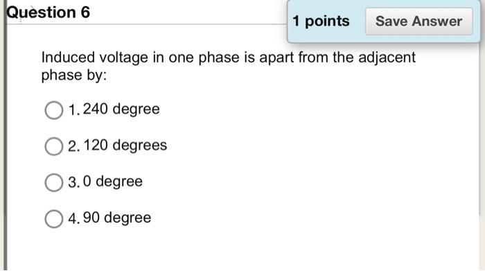 Solved Induced voltage in one phase is apart from the | Chegg.com
