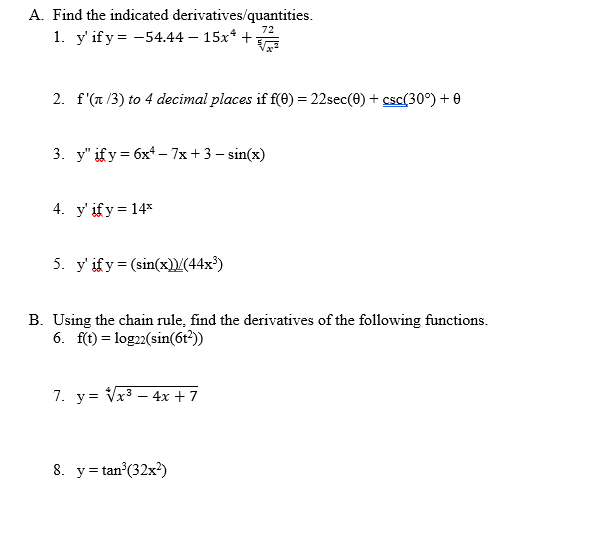 Solved find all questions using step by step calculus ﻿ A. | Chegg.com