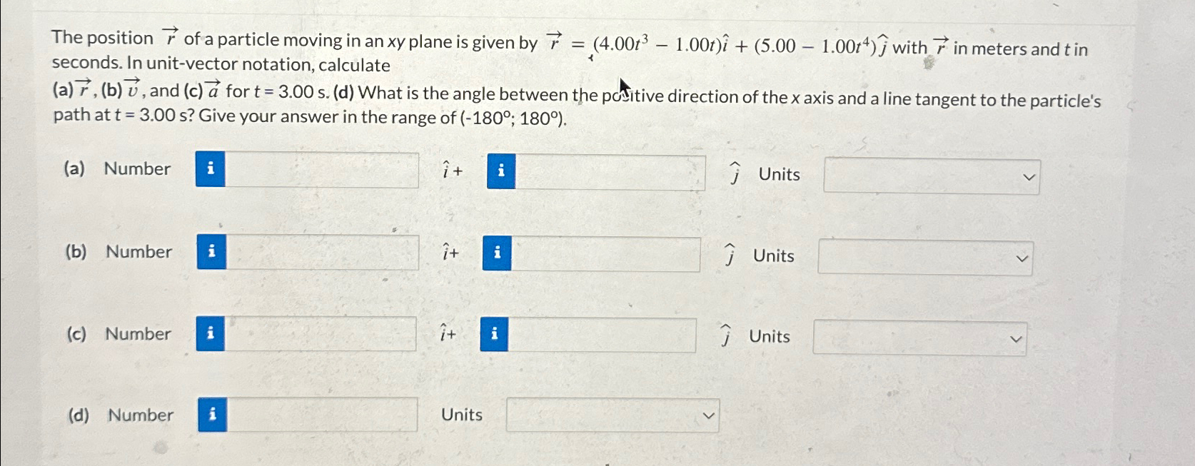 Solved lThe position vec(r) ﻿of a particle moving in an xy | Chegg.com