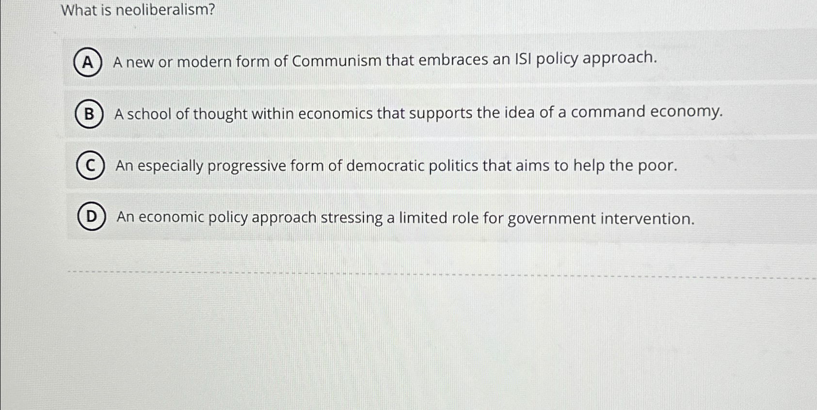 Solved What is neoliberalism?A new or modern form of | Chegg.com