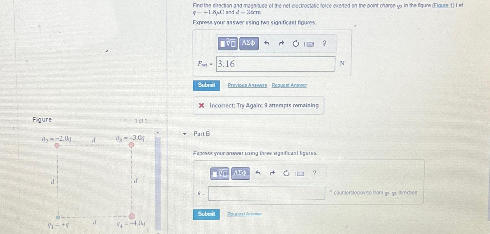 Solved Find the direction and magnitude of the net | Chegg.com