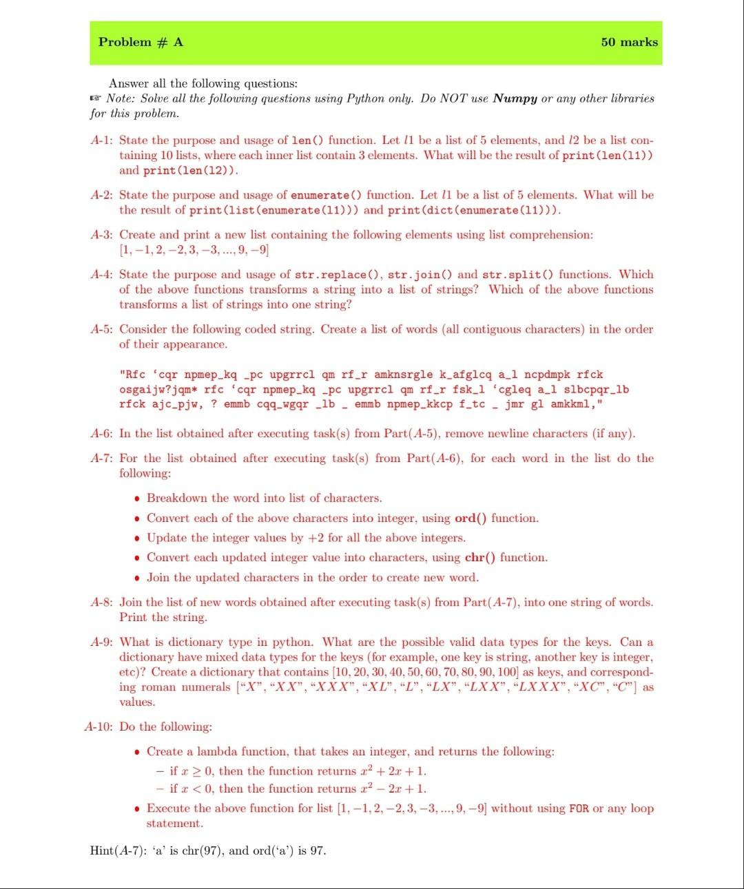 Solved Problem # A 50 marks Answer all the following | Chegg.com