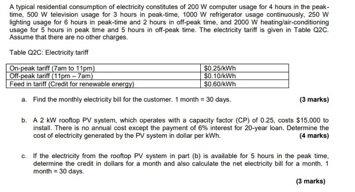 Solved A typical residential consumption of electricity | Chegg.com