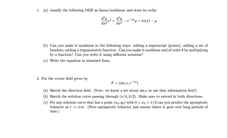 Solved (a) ﻿classify the following ODE as linear/nonlinear | Chegg.com