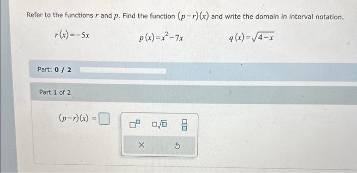 Solved Refer to the functions r and p. Find the function | Chegg.com