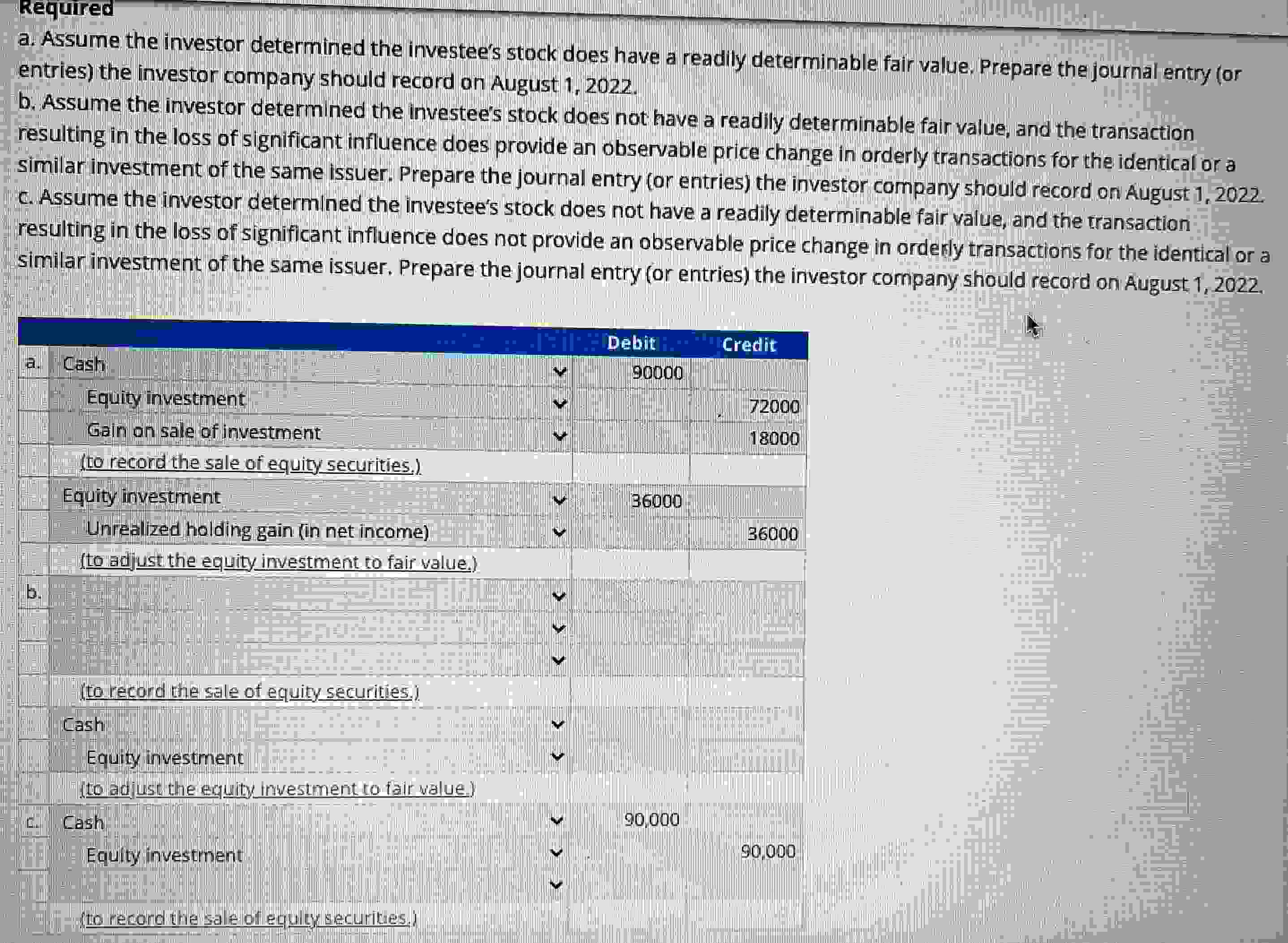 Solved Requireda. ﻿Assume the investor determined the | Chegg.com