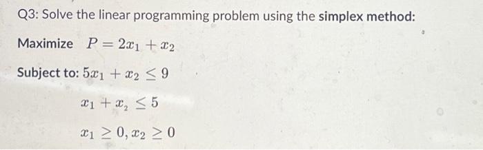 Solved Q3: Solve the linear programming problem using the | Chegg.com